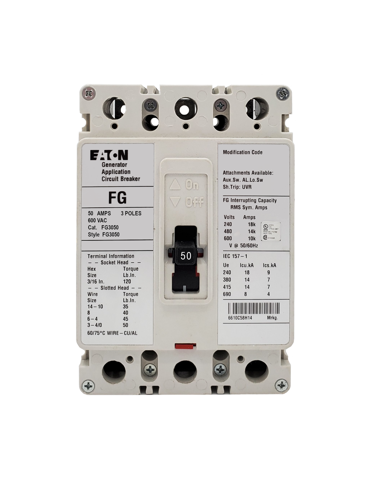 FG3050 Eaton Generator Circuit Breaker — Breaker Hunters, Inc.